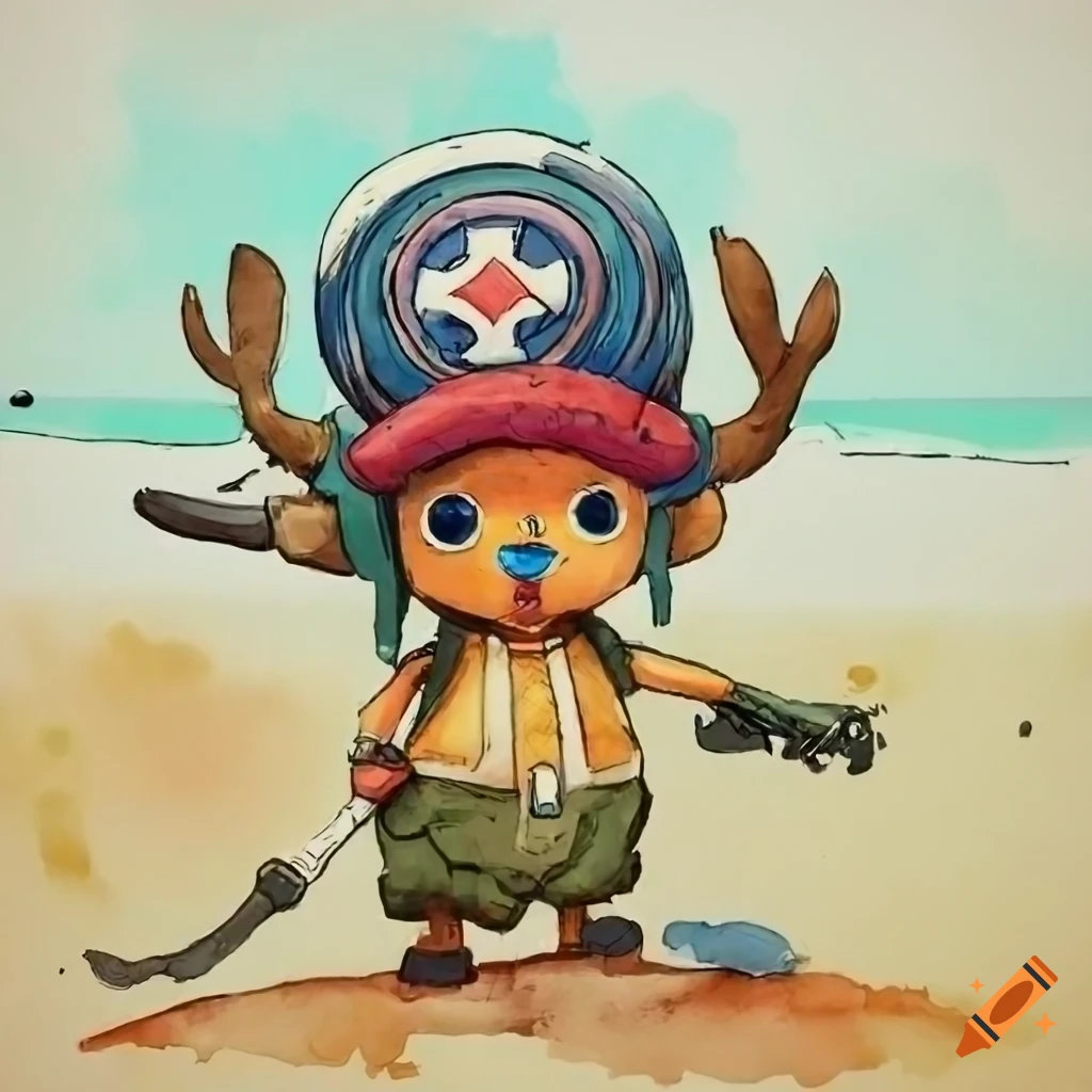 Tony tony chopper on the beach, metal gear solid concept art by yoji ...