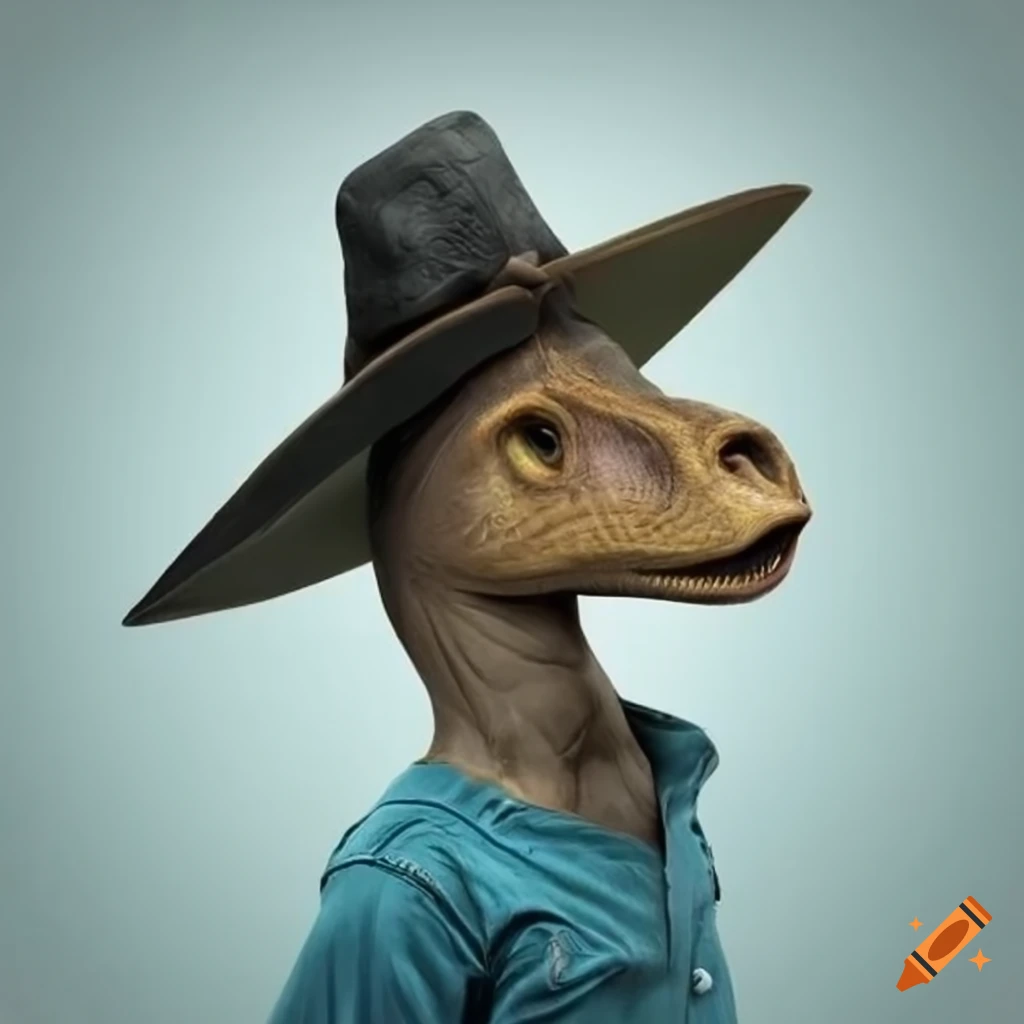 Dinosaur with a cowboy hat on Craiyon