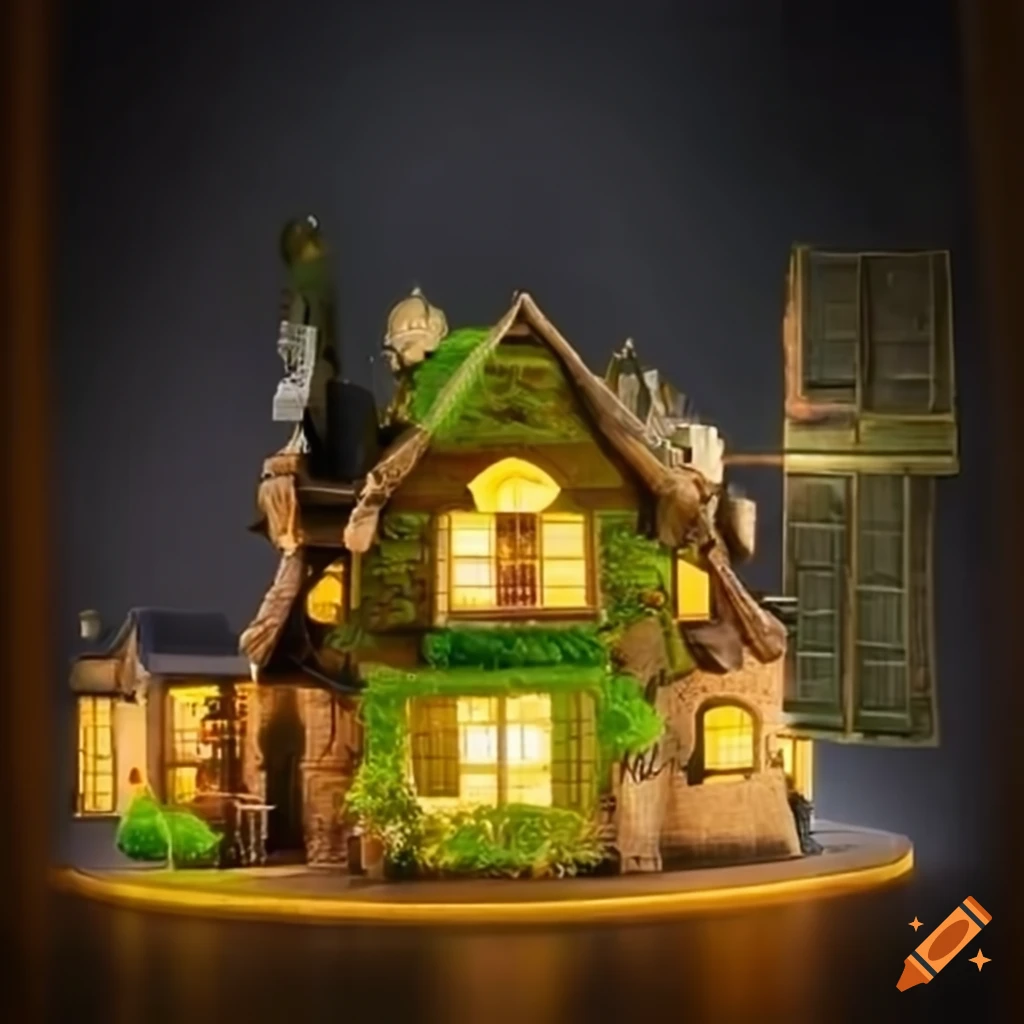 Sustainable solarpunk village with solar energy inspired by Ghibli ...