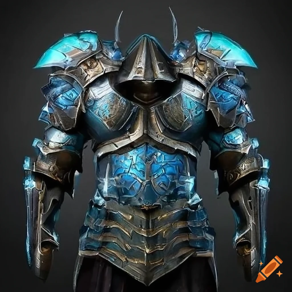 Adorned magic heavy body armor in detailed closeup view on Craiyon