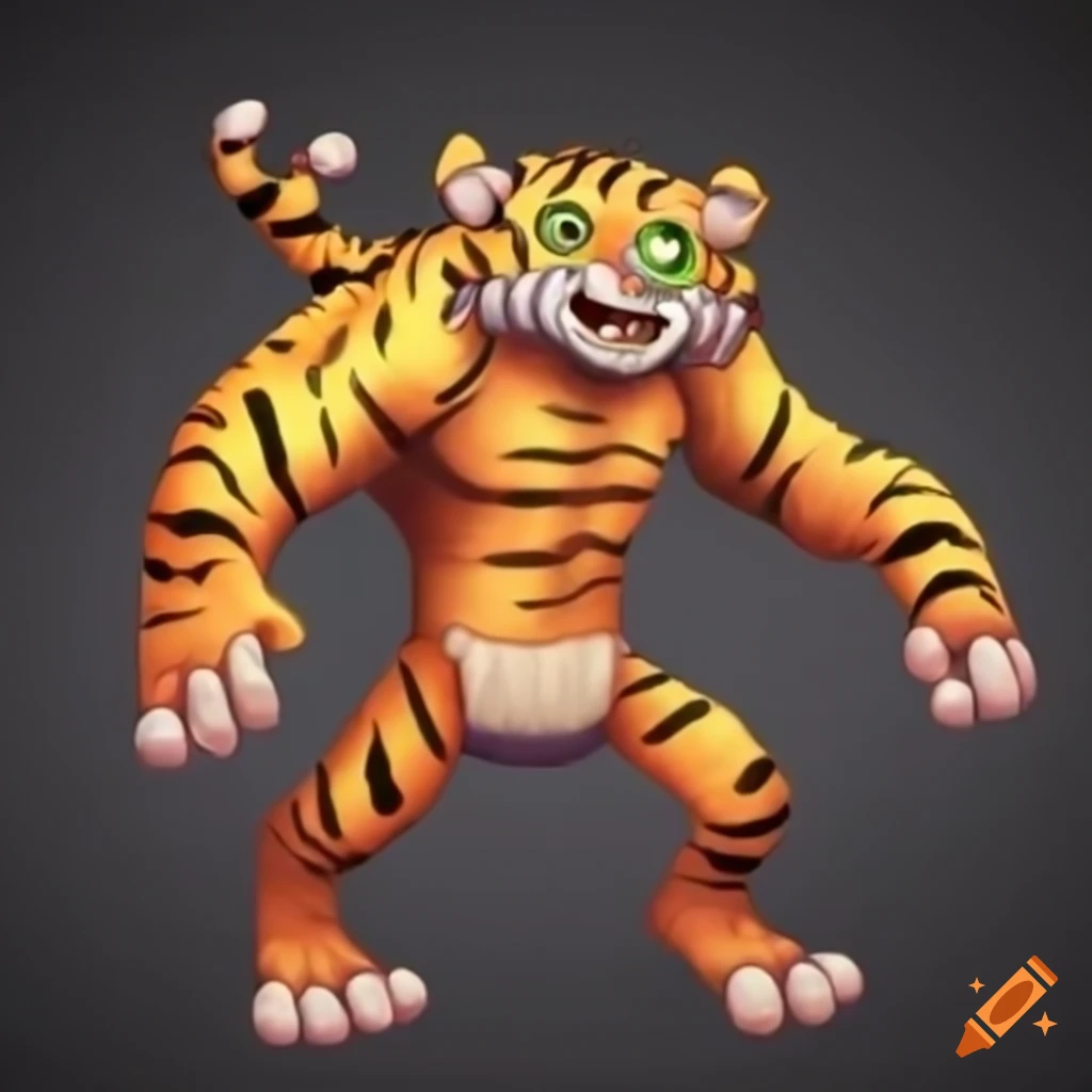 My singing monsters mr. beast tiger character on Craiyon