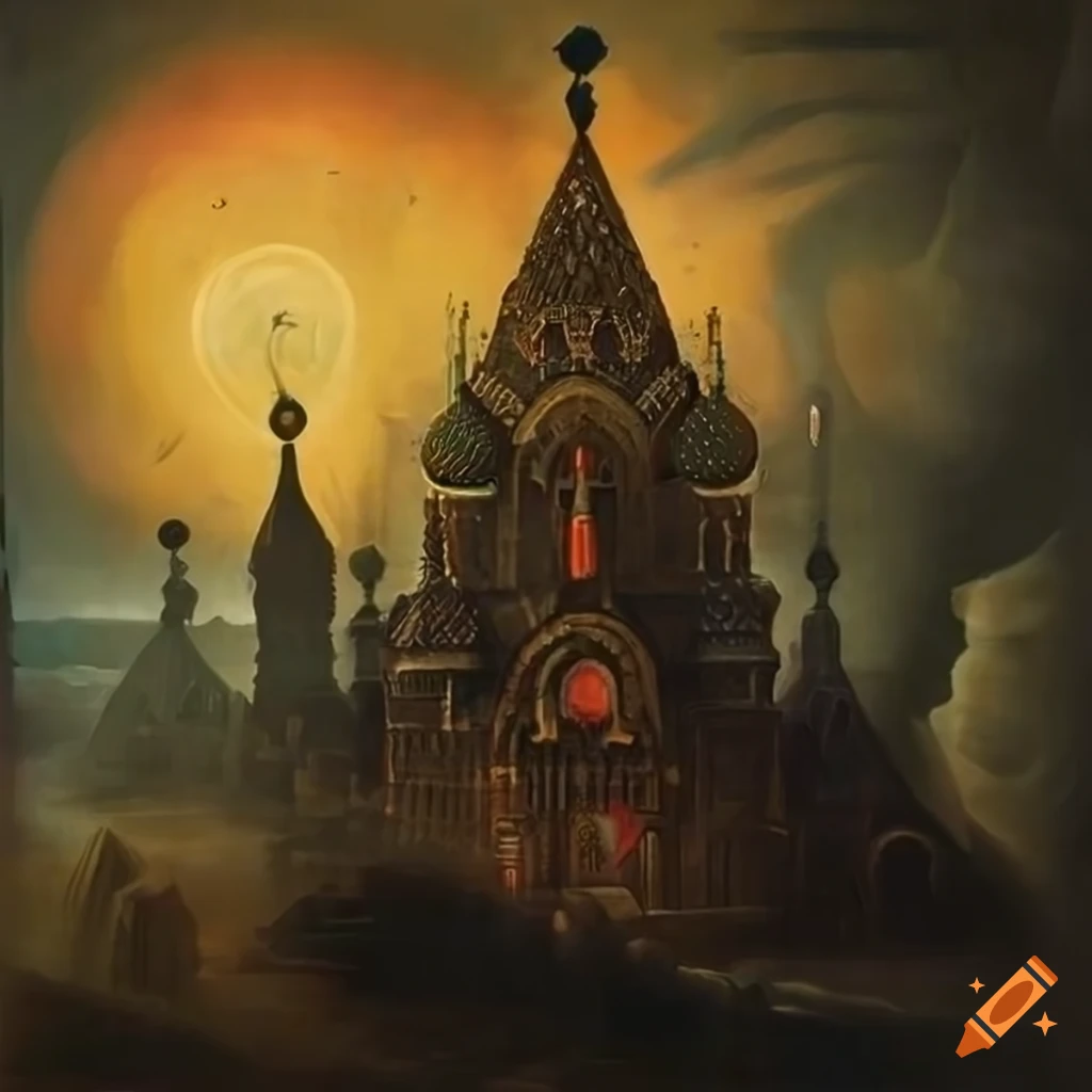 Futuristic take on a medieval russian icon with a moody atmosphere on ...