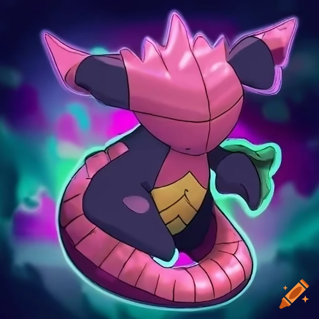 Envidra, a serpentine pokemon with green and purple iridescent scales ...