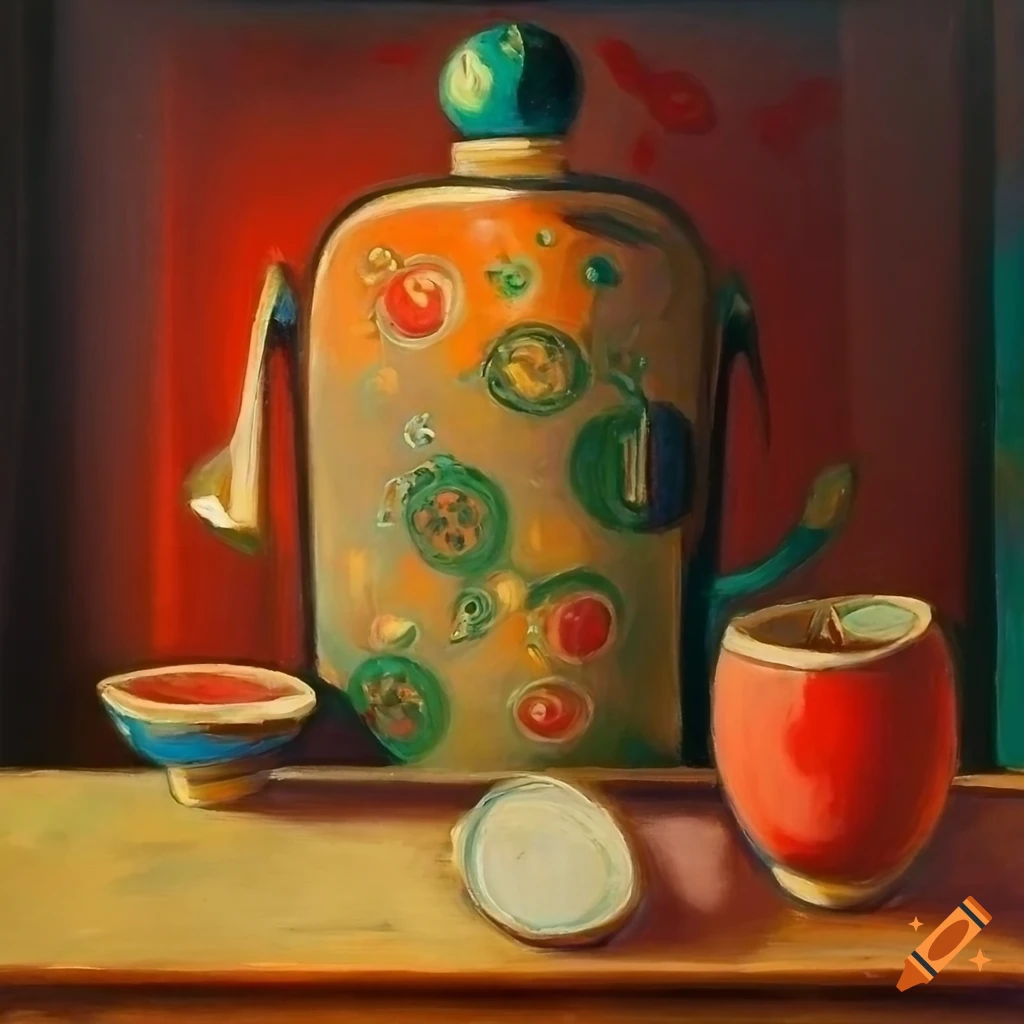 Art Deco Russian avant-garde oil painting with an oriental style on Craiyon