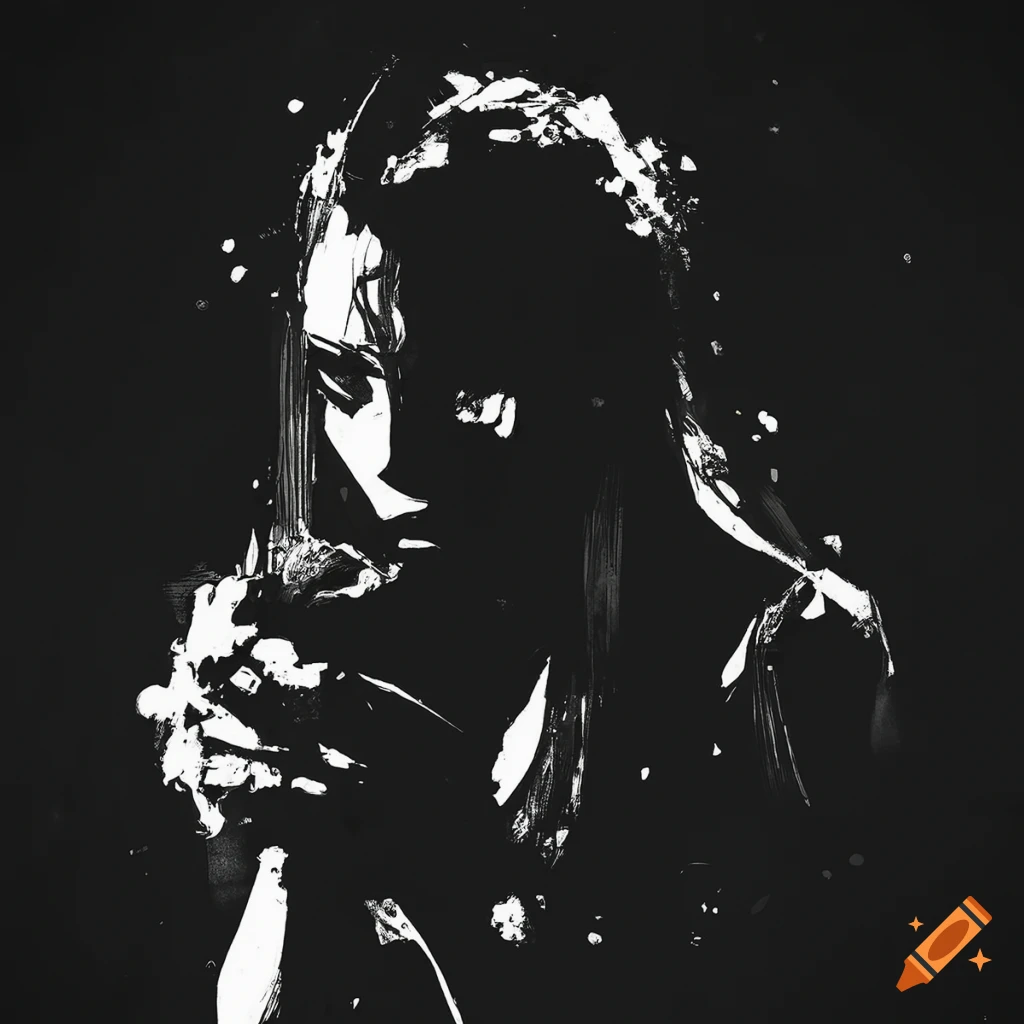 Negative space portrait splatter art in black and white by Yoji ...