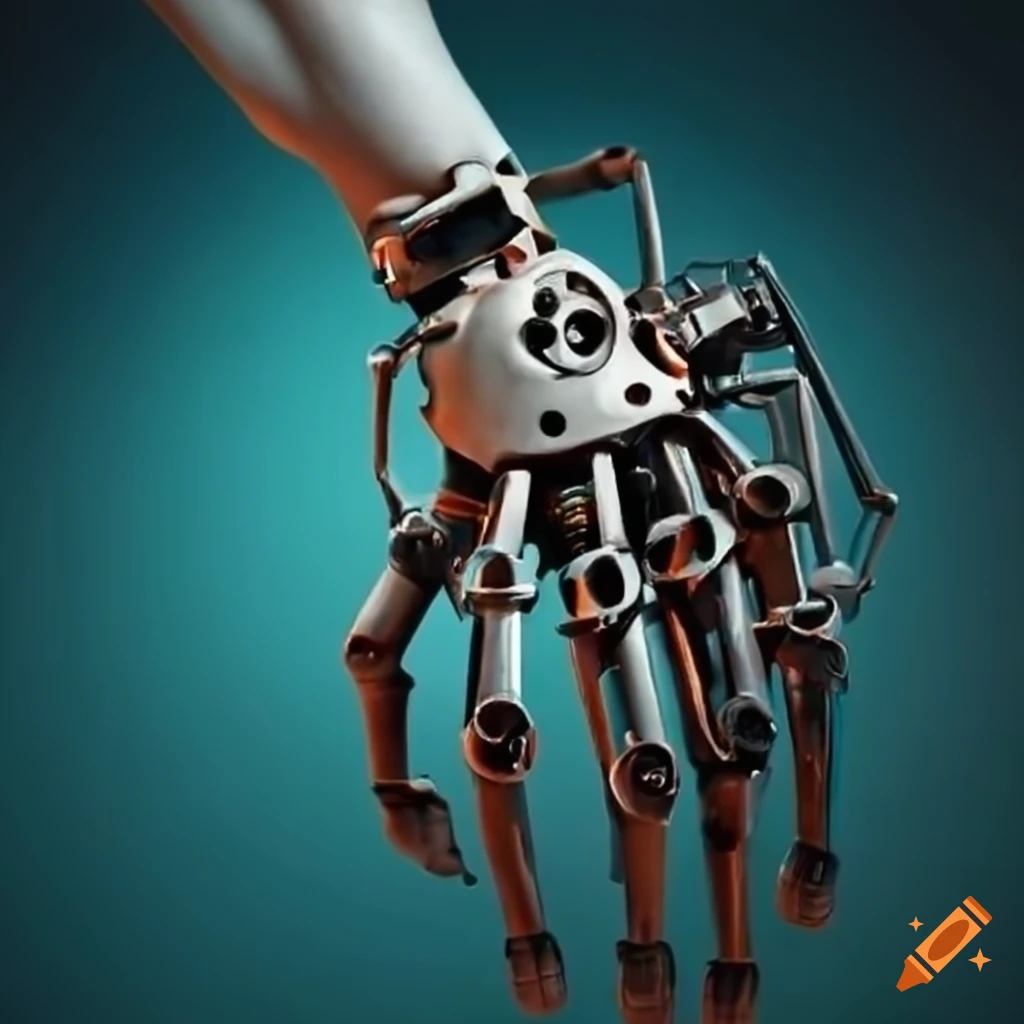 Mechanical human hand on Craiyon