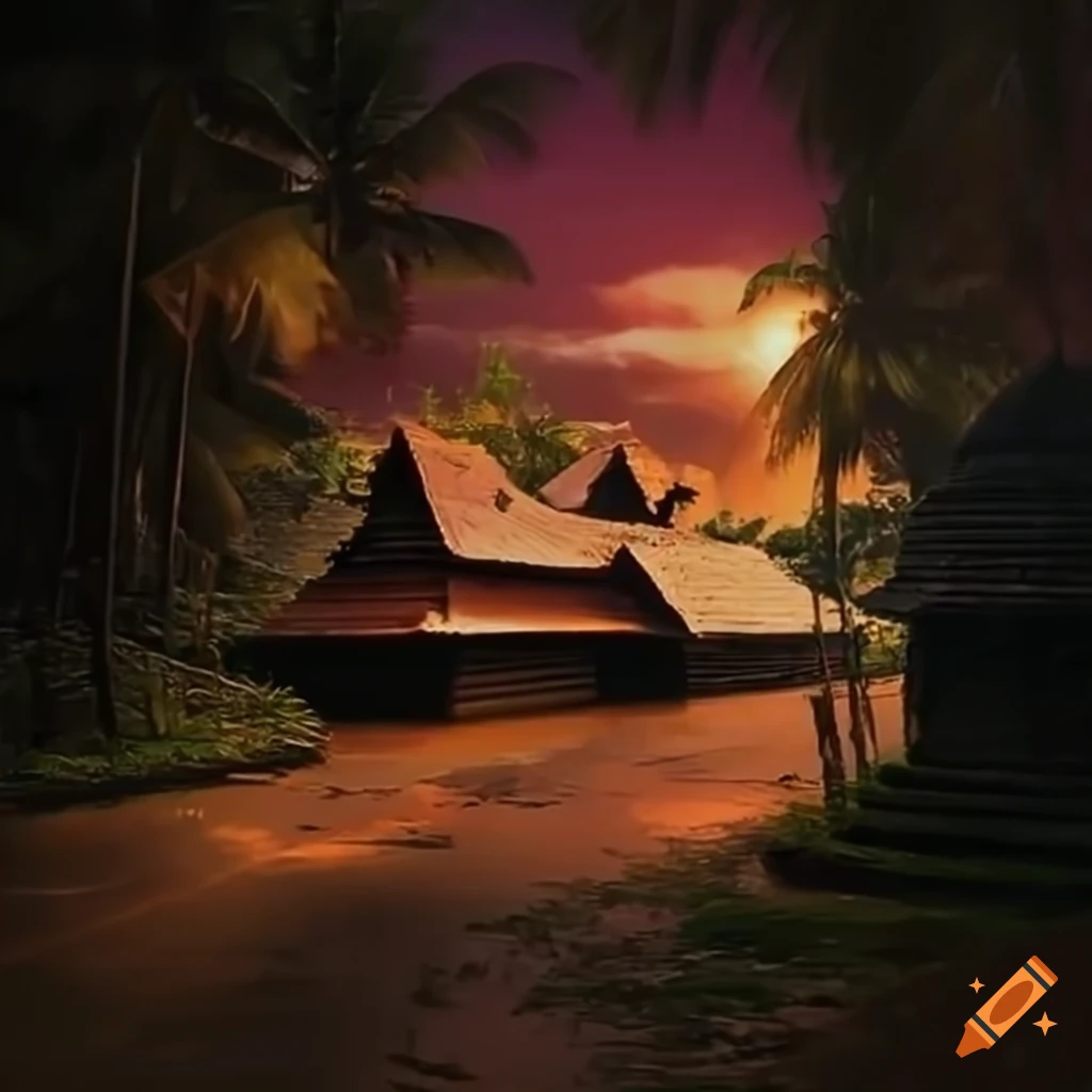 Temple in a Kerala village on Craiyon