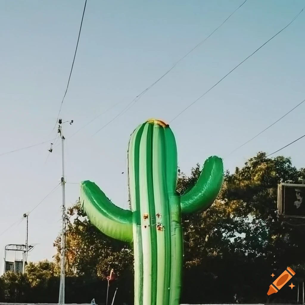 Giant helium inflatable cactus in soft lighting, professional aesthetic ...