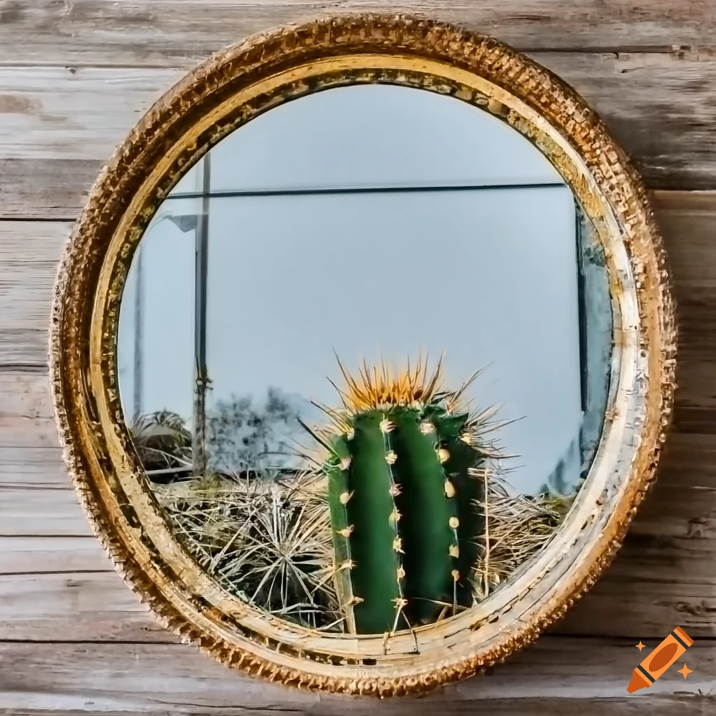 Cactus reflected in a mirror in artistic photography on Craiyon