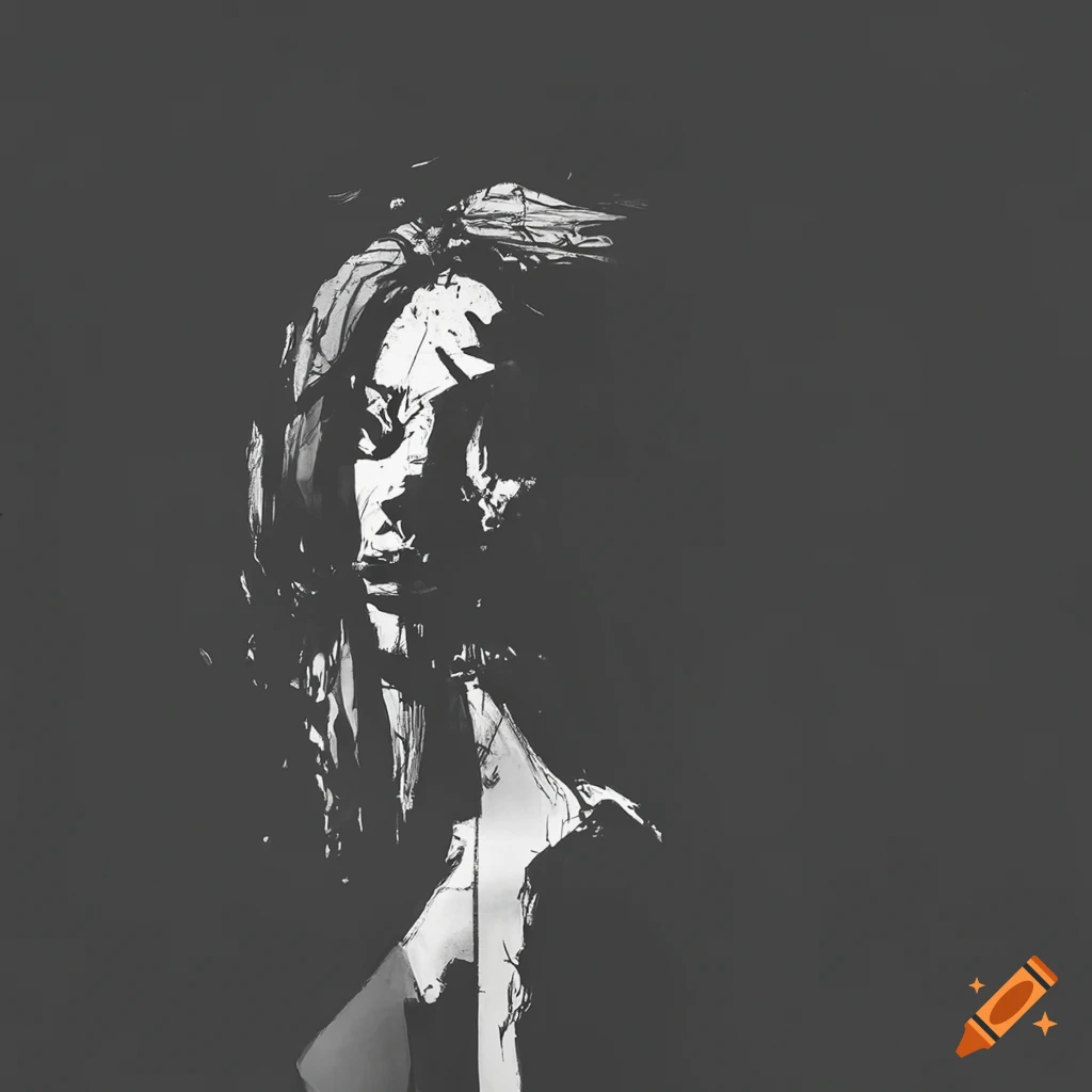 Negative space portrait splatter art in black and white by yoji ...