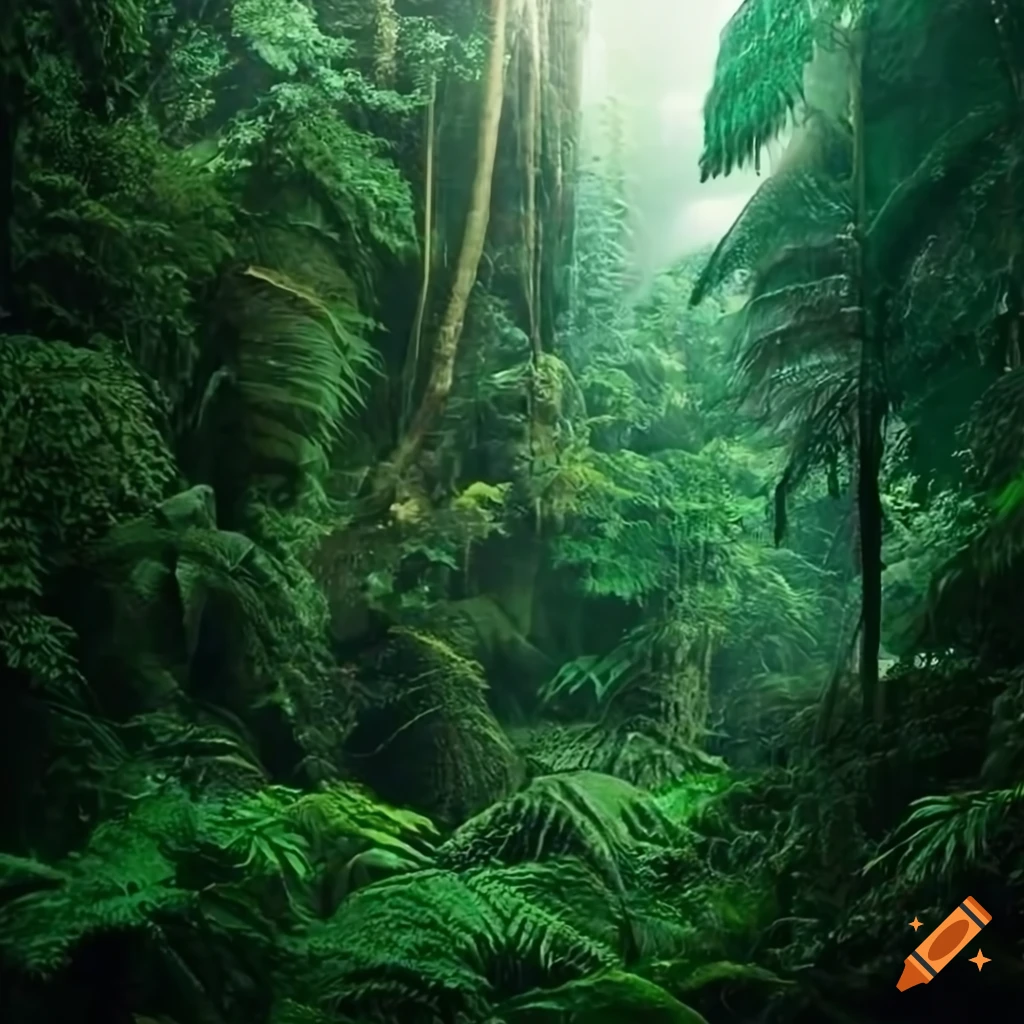 Rainforest scenery in a realistic depiction on Craiyon