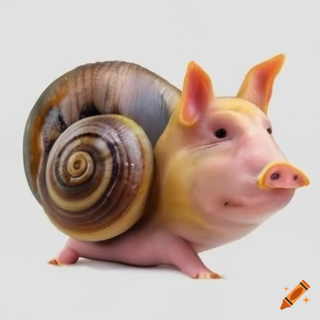 Hybrid snail-pig creature on Craiyon