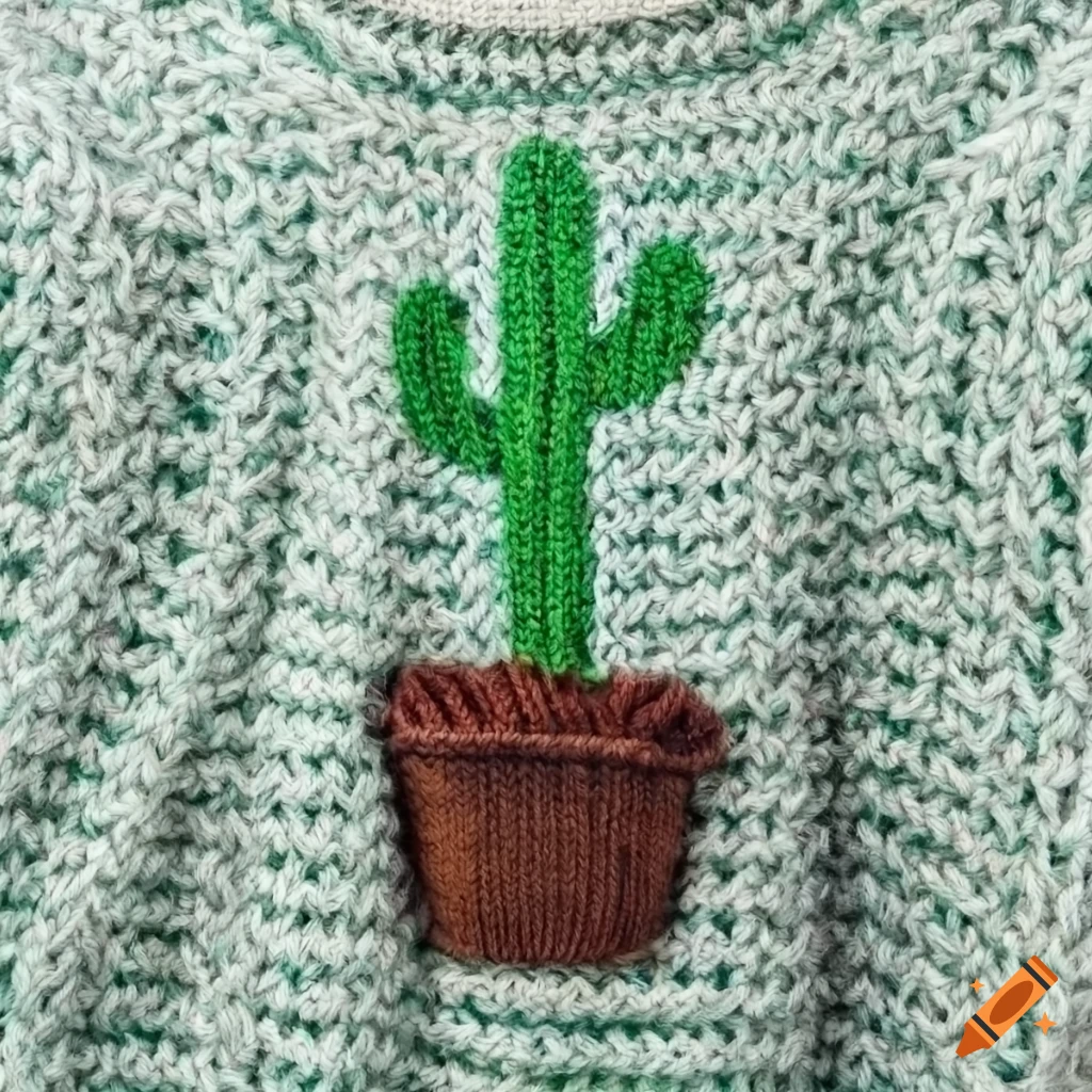 Knitted sweater with a cactus design on Craiyon
