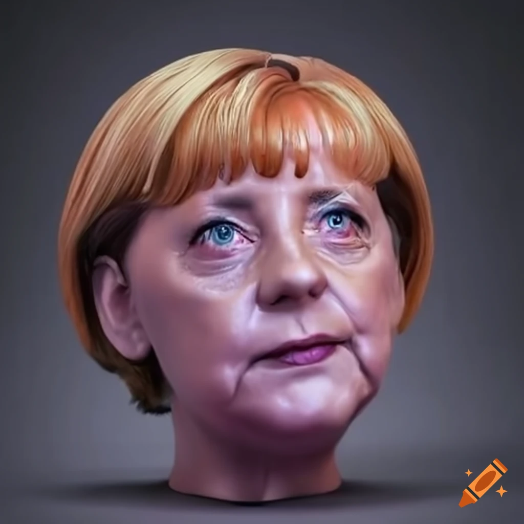 Unique Angela Merkel tea pot cyborg with violet and orange colors on ...