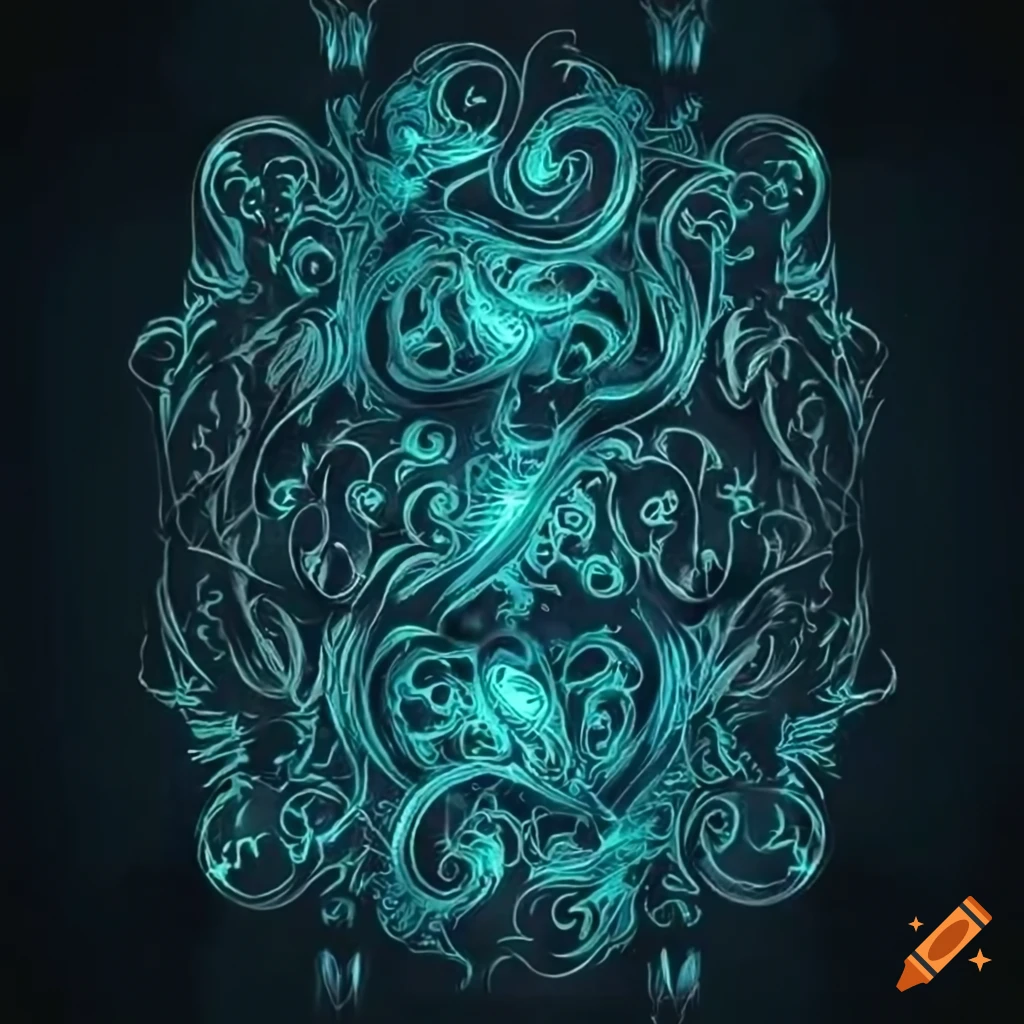 Intricate filigree border on a fantasy game card design on Craiyon