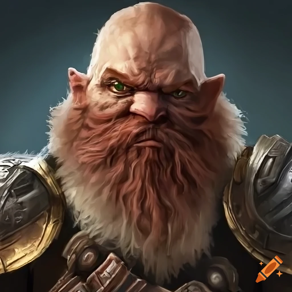 Hyper-realistic portrait of a dwarf warrior in intricate armor on Craiyon