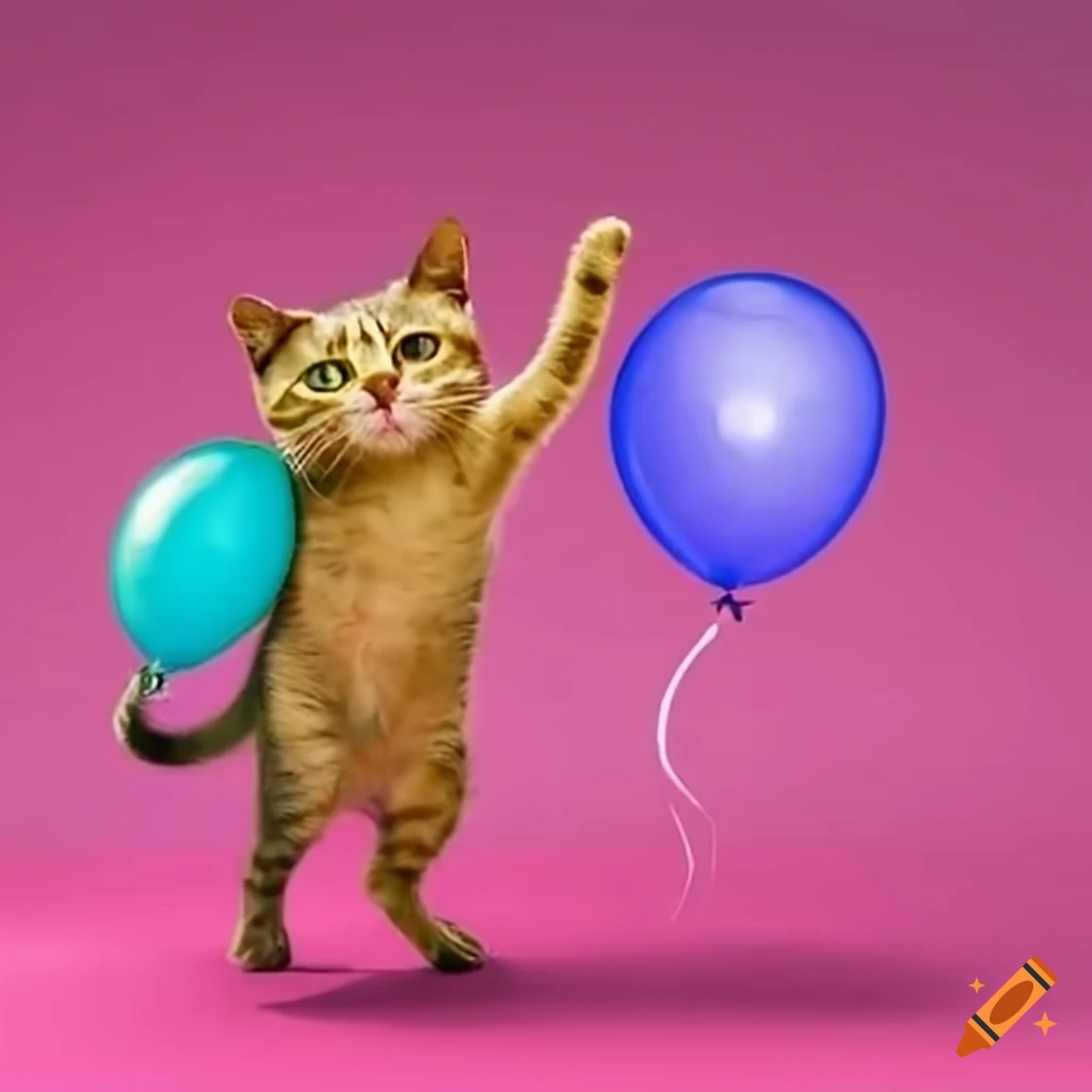 Cat playing with balloons on Craiyon