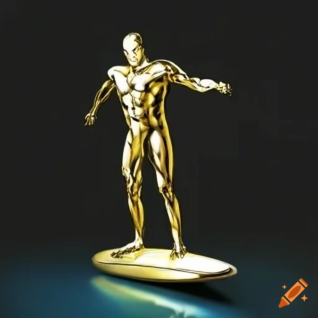 Golden silver surfer on Craiyon
