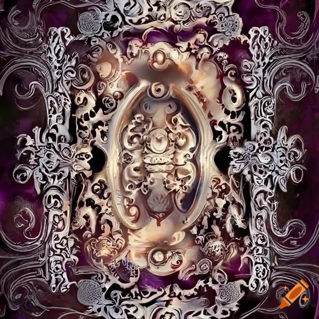 Intricate filigree border on a fantasy game card on Craiyon