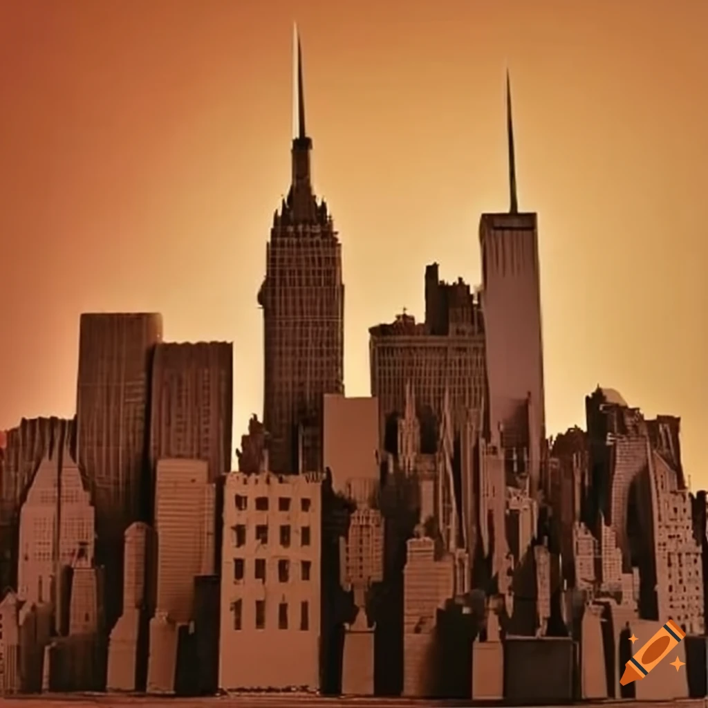 New york city skyline crafted from cardboard on Craiyon
