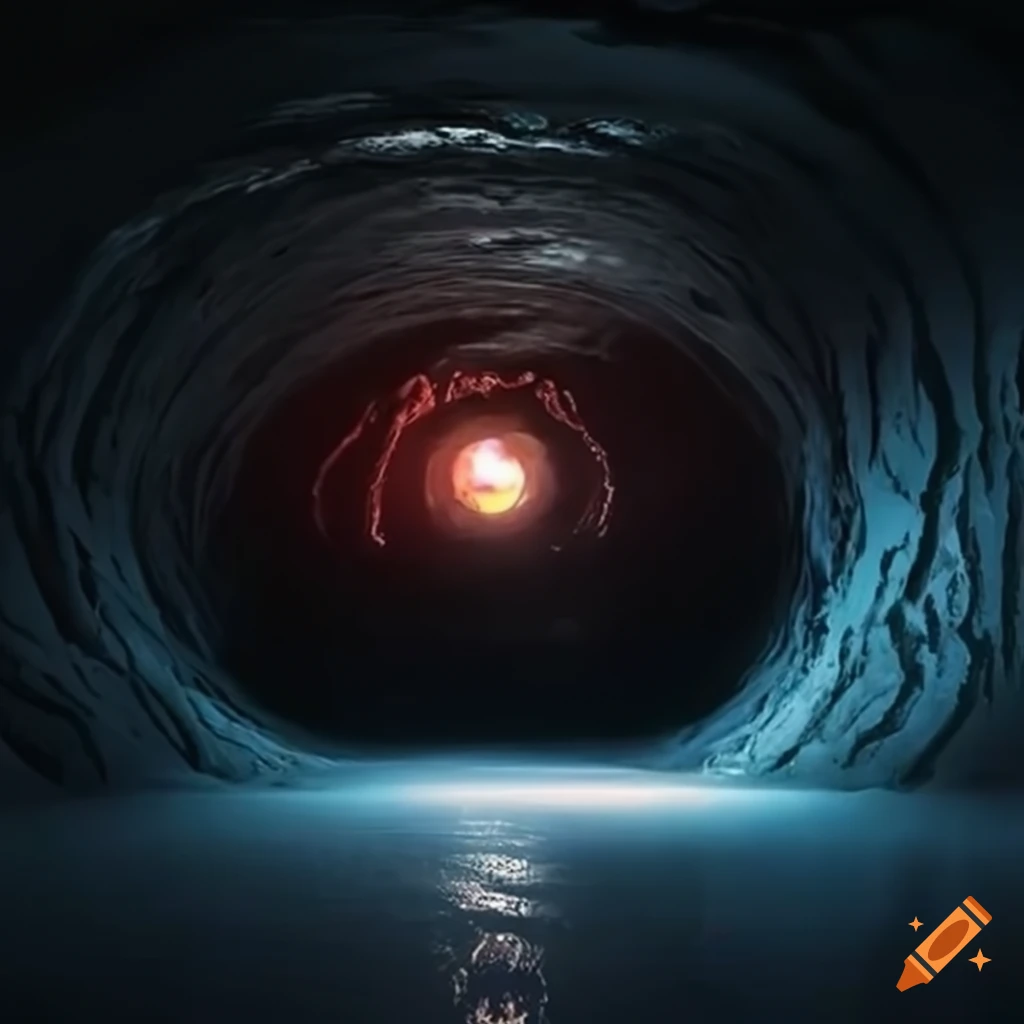 Chasing the light at super speed in a living endless pit on Craiyon