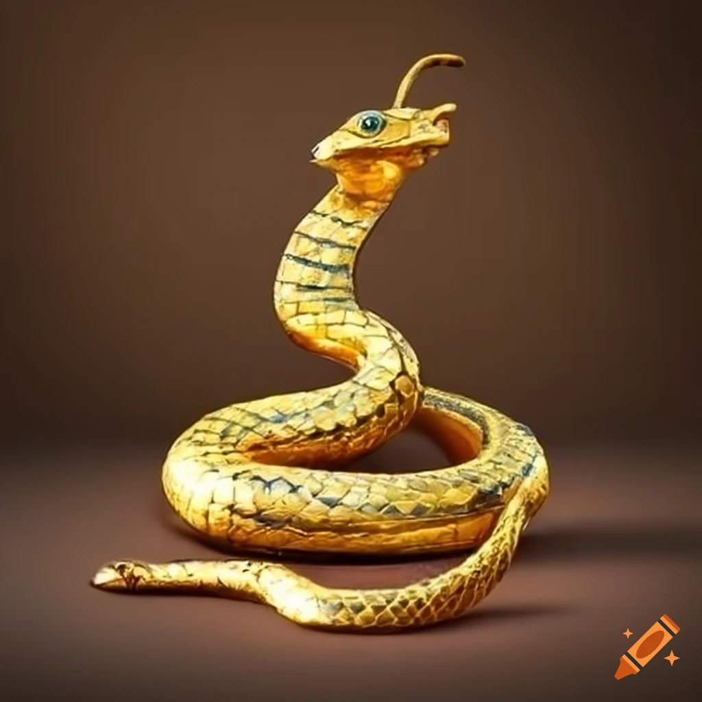 Uraeus snake sculpture made of solid gold on Craiyon
