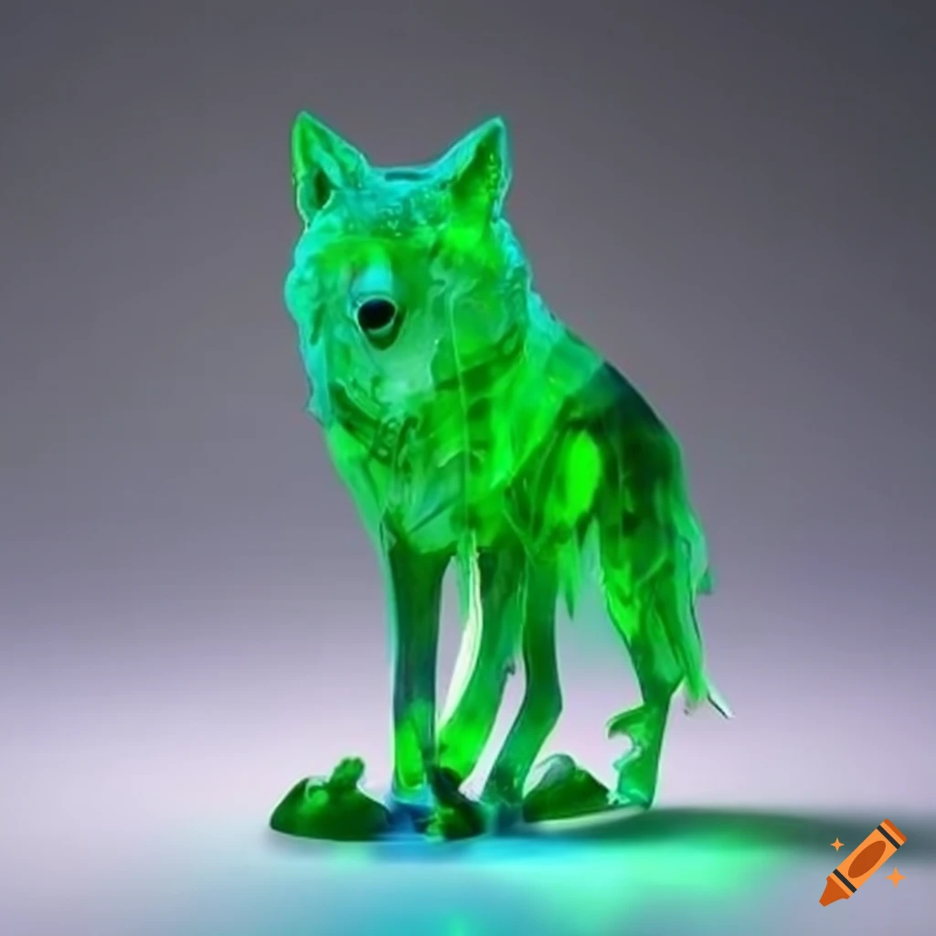 Translucent green ooze wolf with floating bones on Craiyon