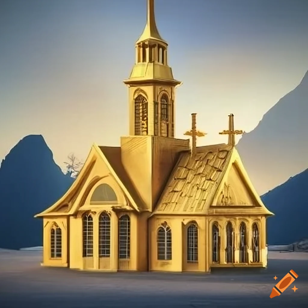 Golden christian church building on Craiyon