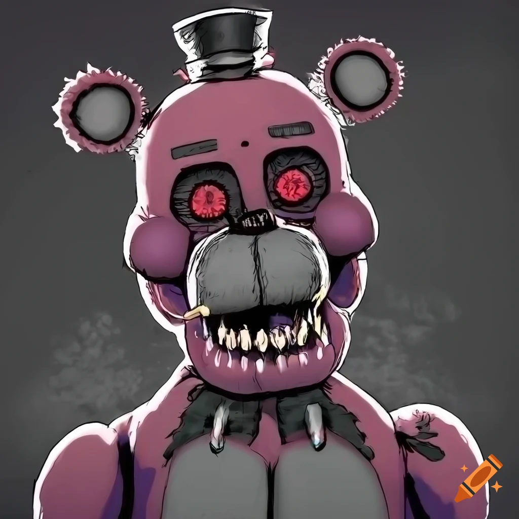 Manga comic style drawing of a strong freddy fazbear and beast hybrid ...