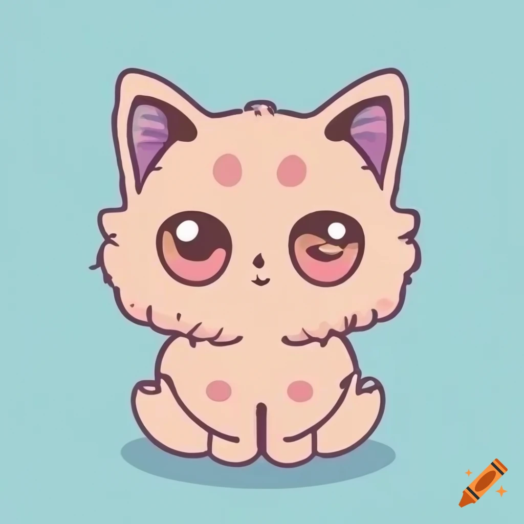 Kawaii Ragdoll cat in 2d vector style with bold outline and pastel ...