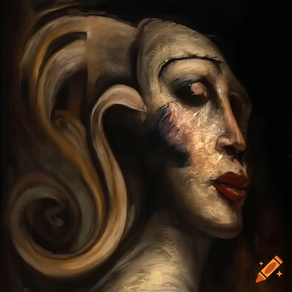 Abstract expressionistic 19th century style oil painting portrait of ...