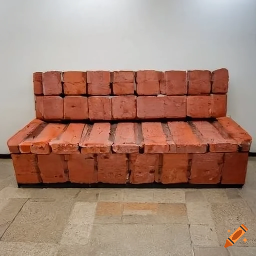 Brick-themed couch with textured bricks design on Craiyon