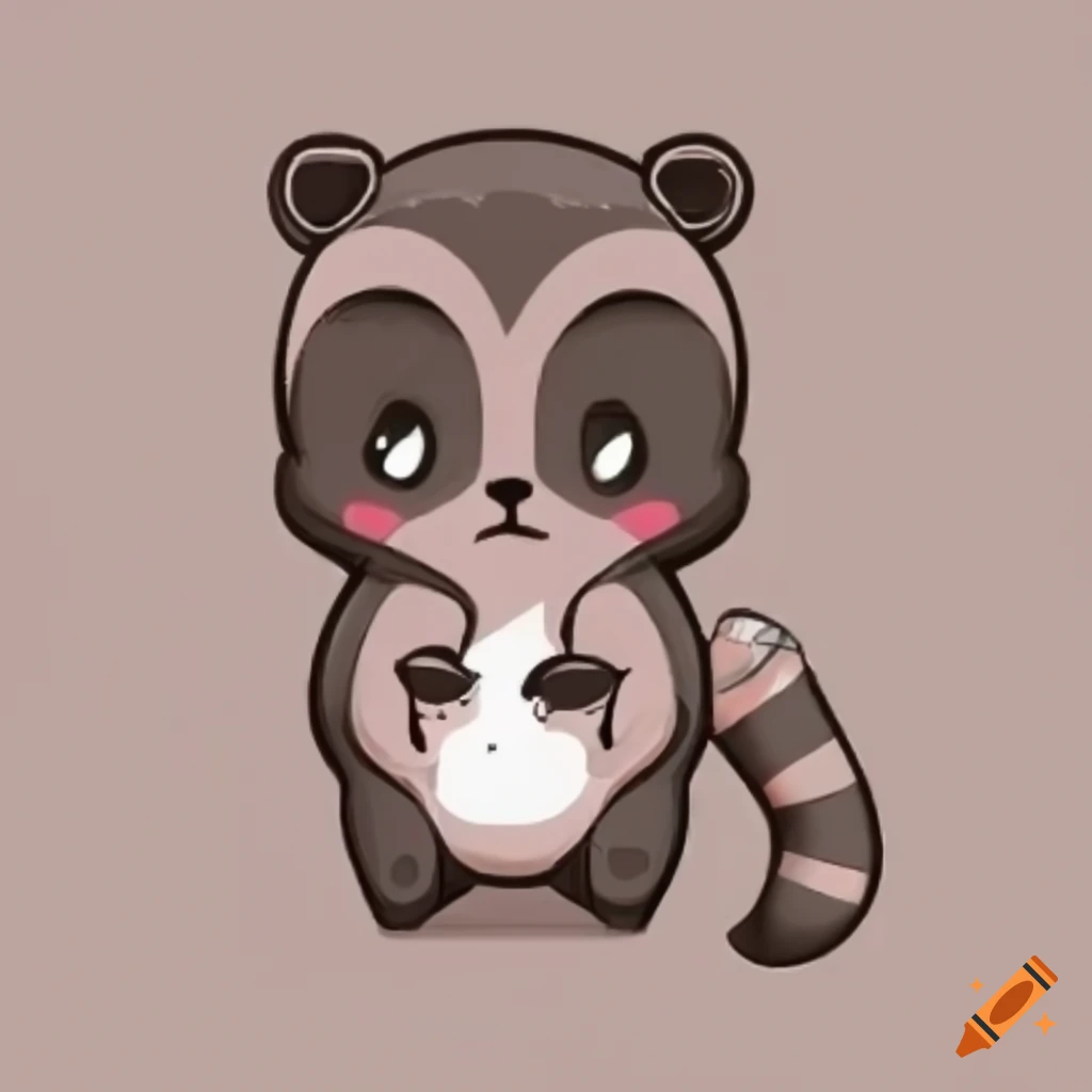 Cute tanuki illustration in chibi style for Live2D model on Craiyon