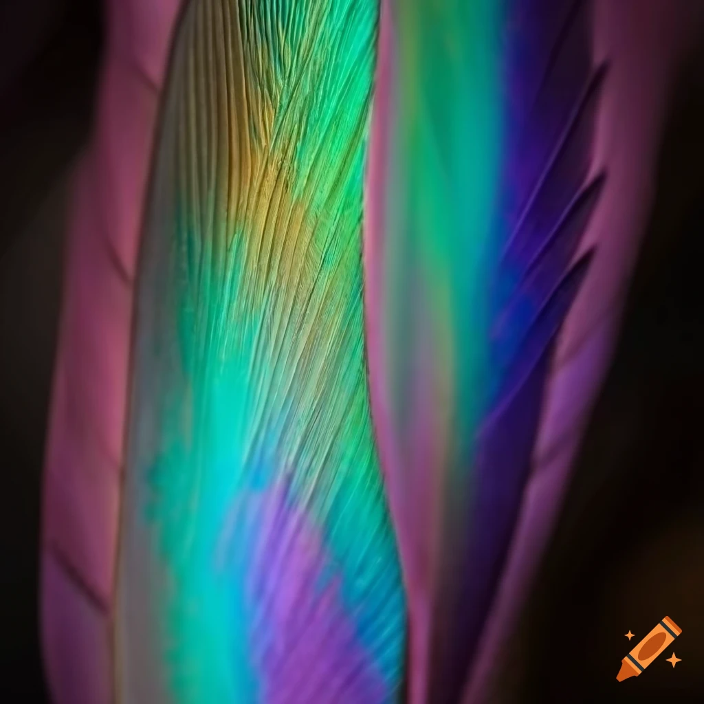 Iridescent hummingbird feathers with pearl texture in close-up on Craiyon