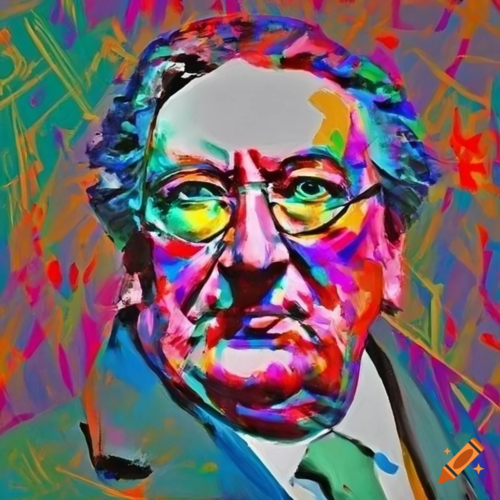 Abstract portrait of john hume with irish flag colors on Craiyon