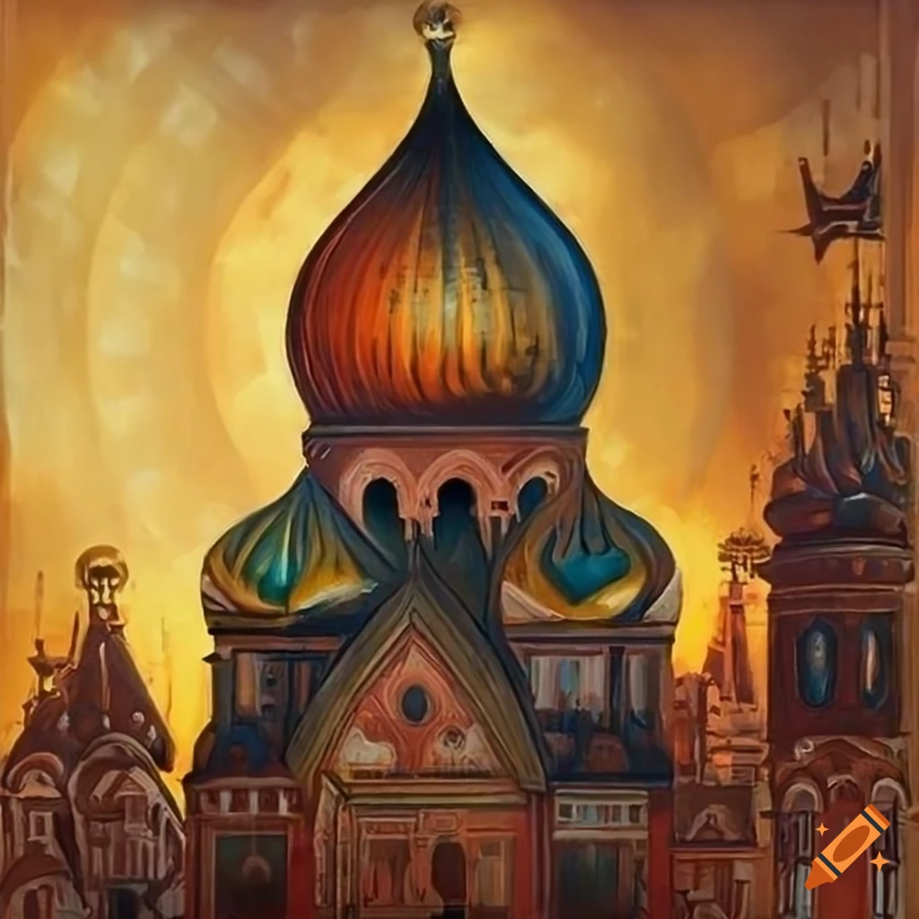 Futuristic reinterpretation of a medieval Russian icon with a moody ...