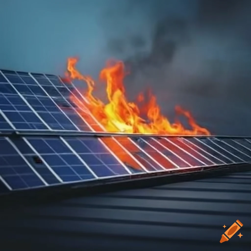 Solar panels on fire on Craiyon