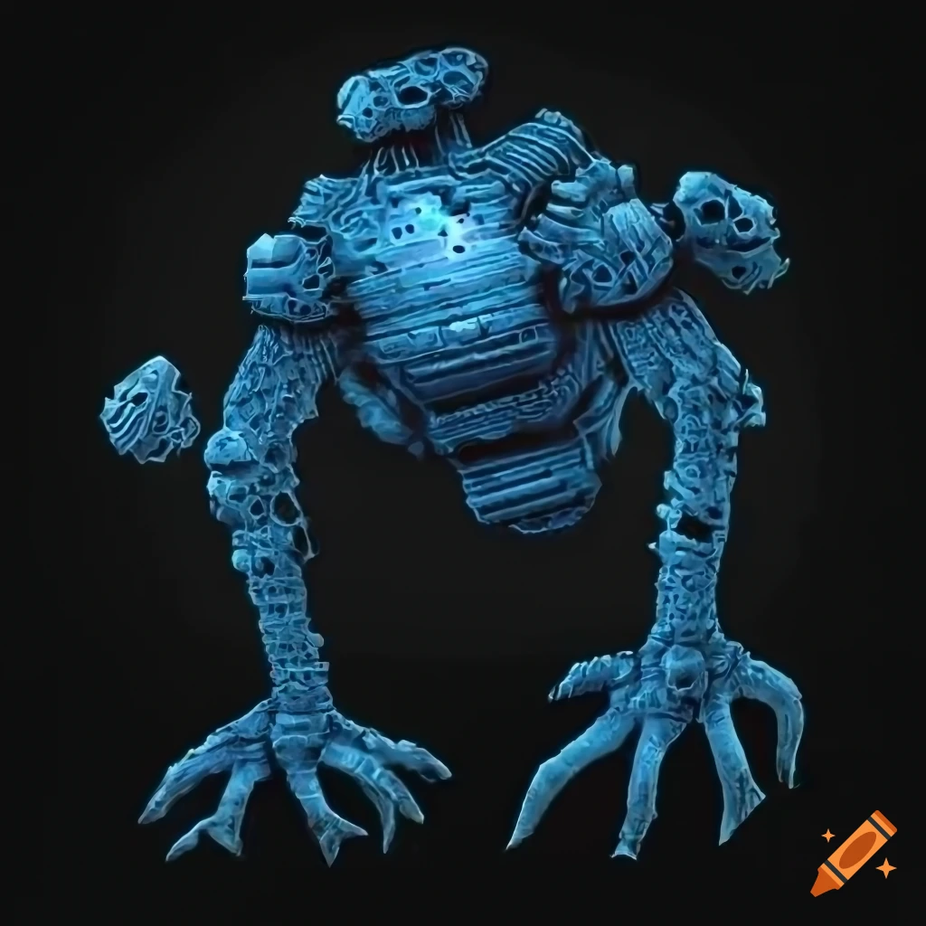 Detailed sci-fi creatures in an ASCII tileset design on Craiyon