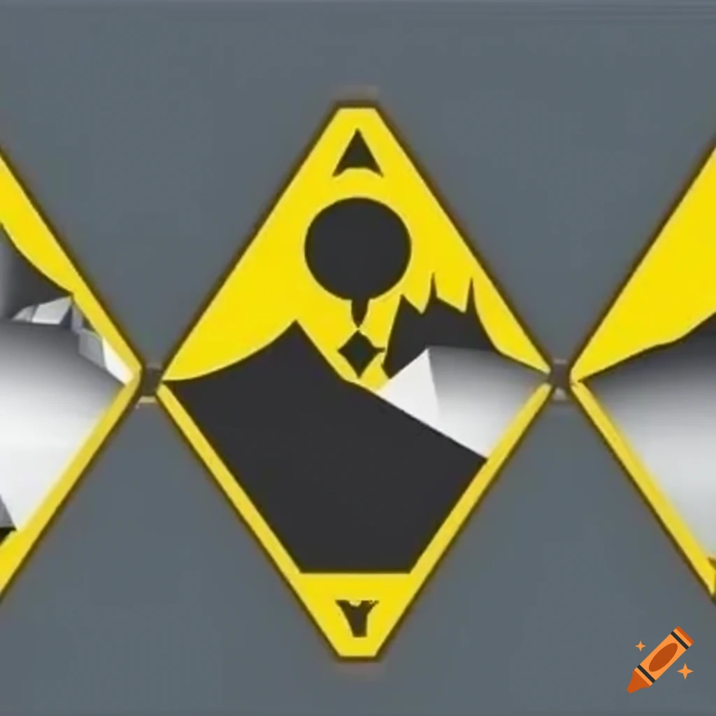 Hazard sign warning about sand dunes in hexagon triangle style on Craiyon