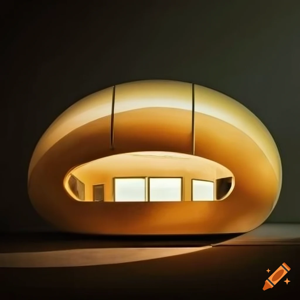 Space-age pod house with glass panels and plants growing inside on Craiyon