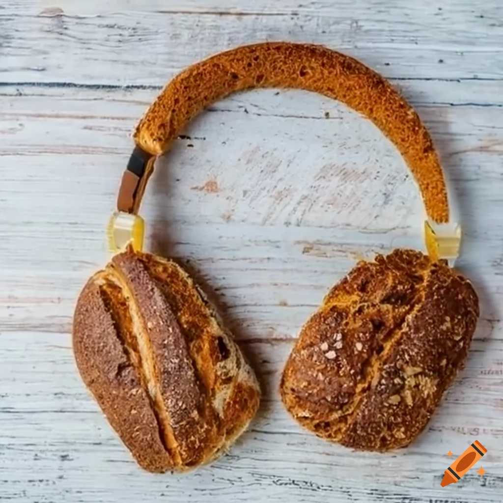 Bread-themed headphones with bread texture on Craiyon