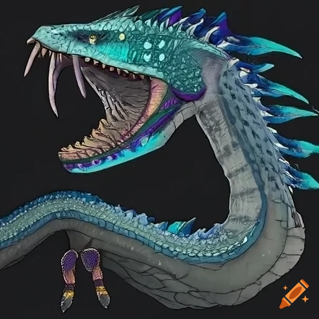 Sea serpent-like sea dragon titan from Godzilla x Kong the New Empire ...