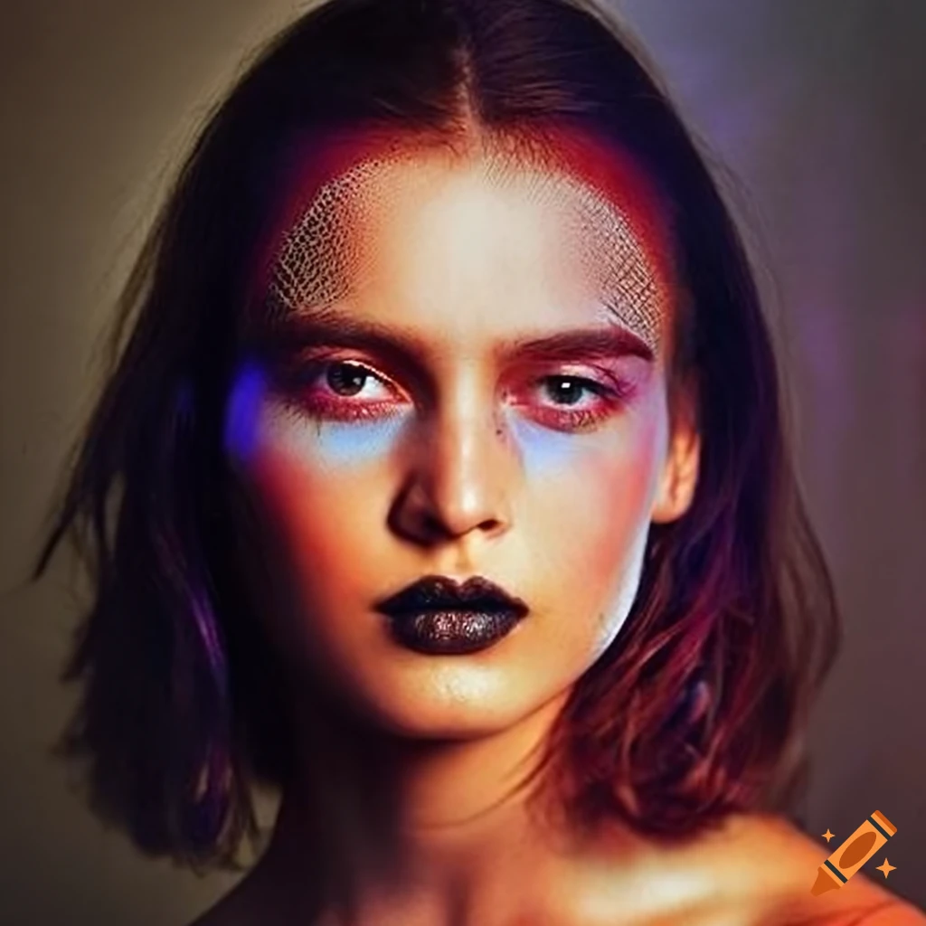 Portrait of a beautiful young fashion model in a crop top on Craiyon