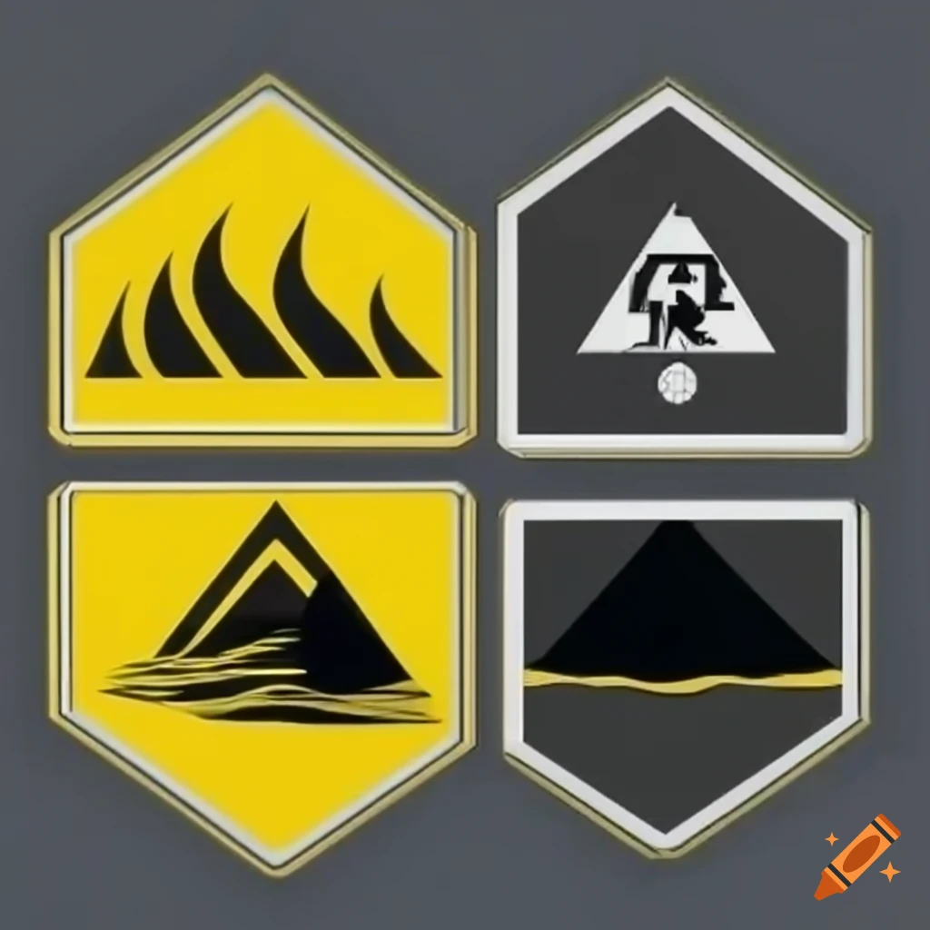 Hazard sign warning about sand dunes in hexagon triangle style on Craiyon