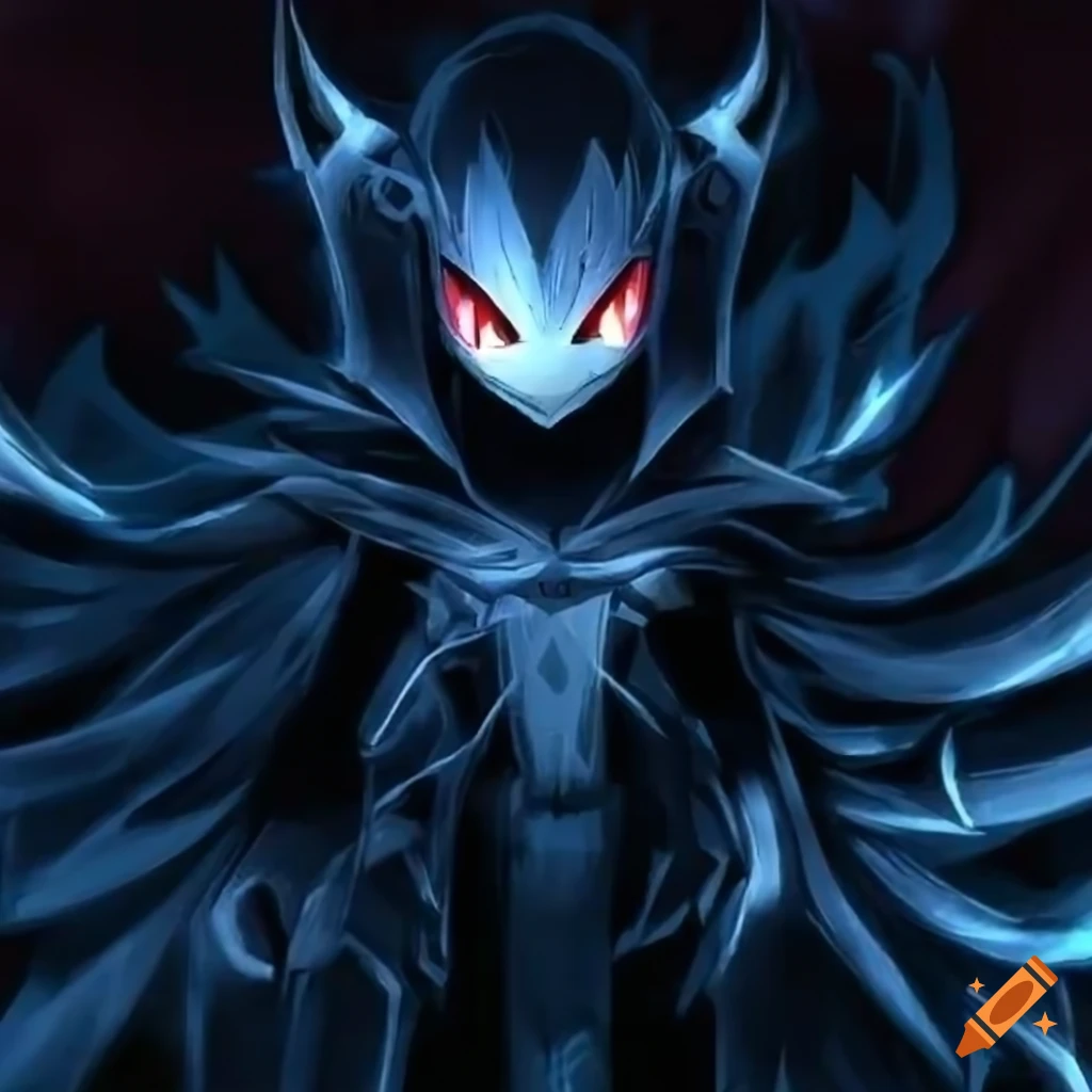 Small white Digimon in black cloak with red eyes on Craiyon