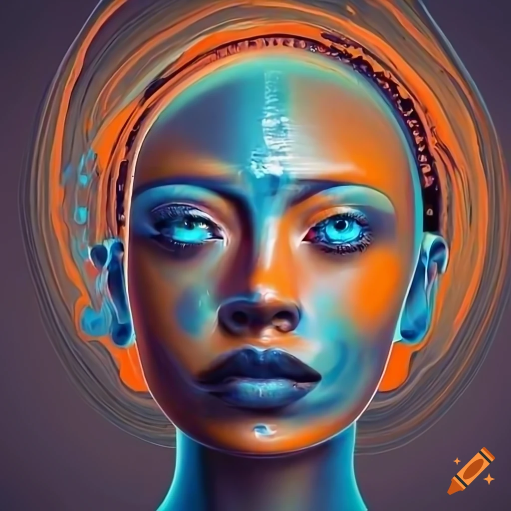 X-ray biomechanoid woman face of a droid in a planetary system on Craiyon