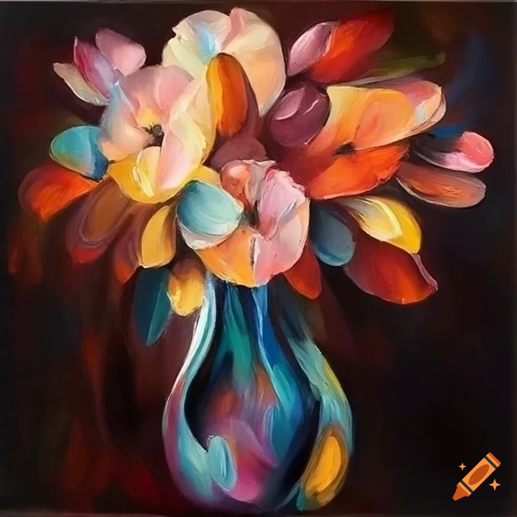 Modern art flower oil painting on Craiyon