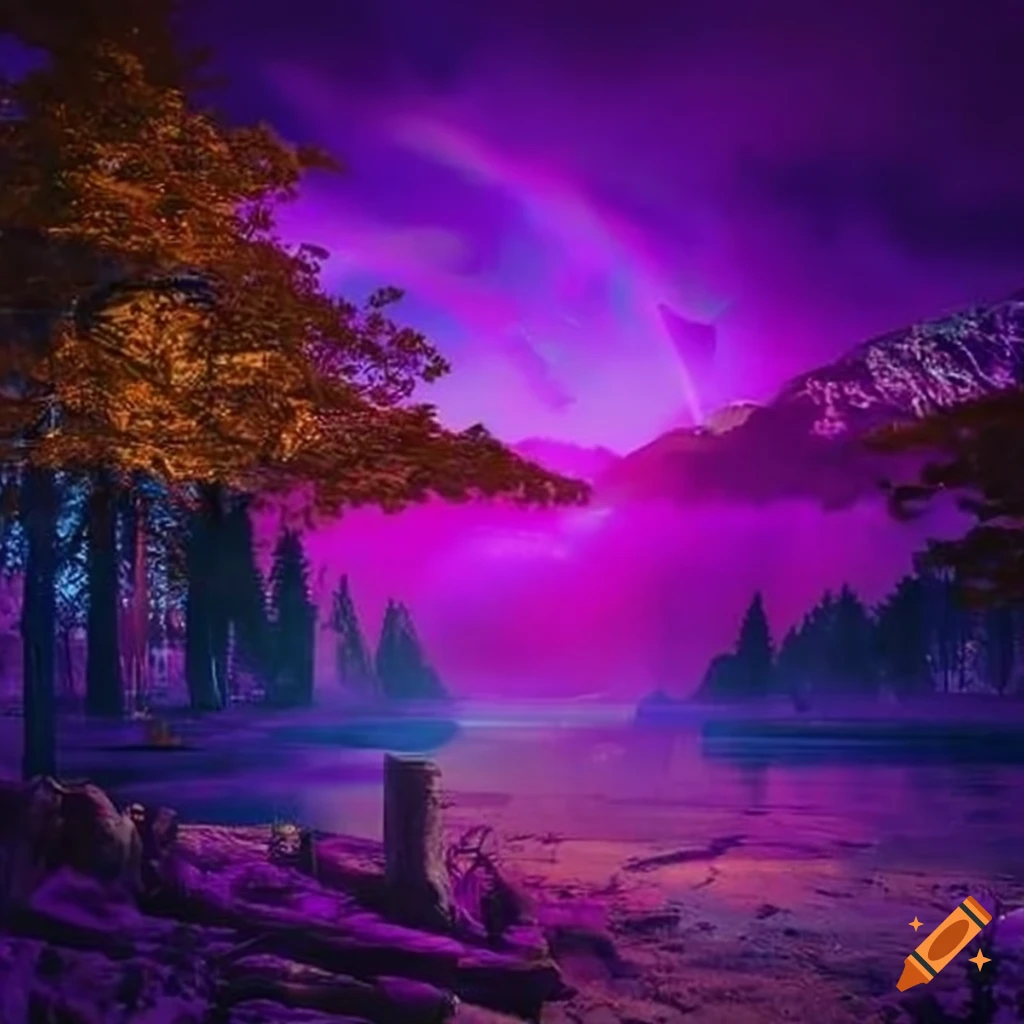 Purple outdoor fire scenery on Craiyon