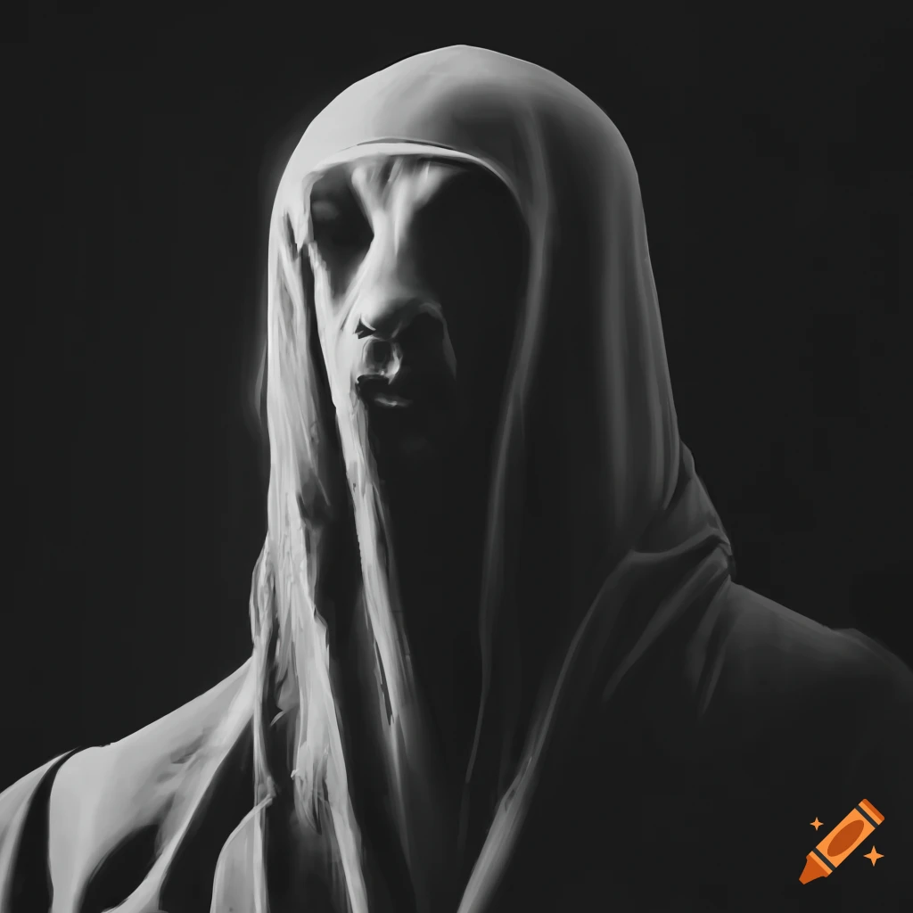 Portrait of a menacing god in a robe dripping life into a void on Craiyon