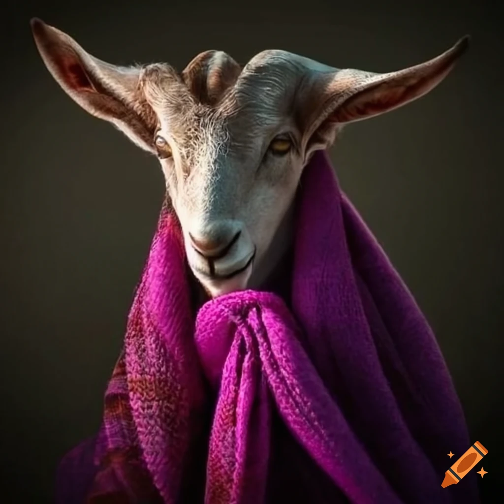 Pashmina goat showcasing Pashmina shawls on Craiyon